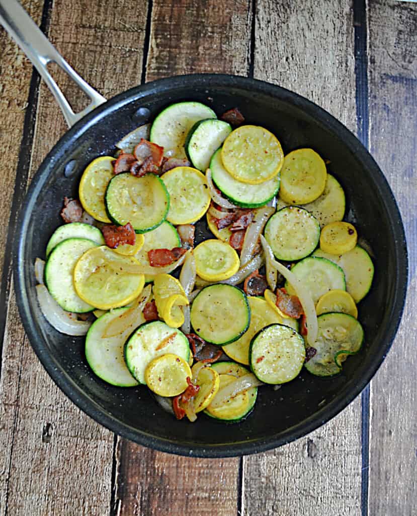 Sauteed Zucchini and Squash with Bacon - Hezzi-D's Books and Cooks