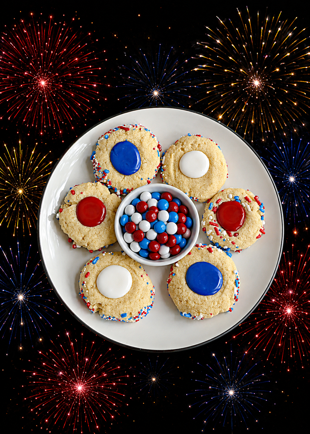 Red, White, and Blue Thumbprint Cookies - Hezzi-D's Books and Cooks